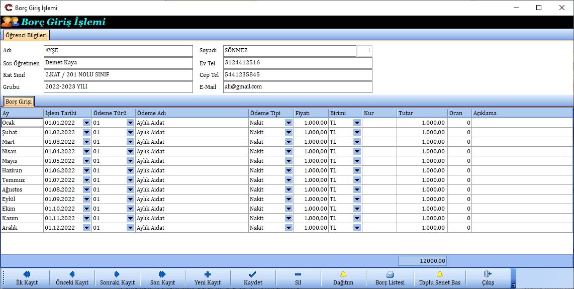 ANAOKULU YÖNETİM PROGRAMI