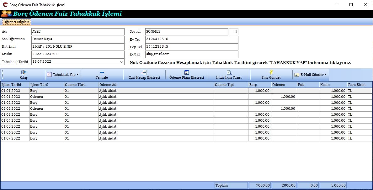 ANAOKULU YÖNETİM PROGRAMI